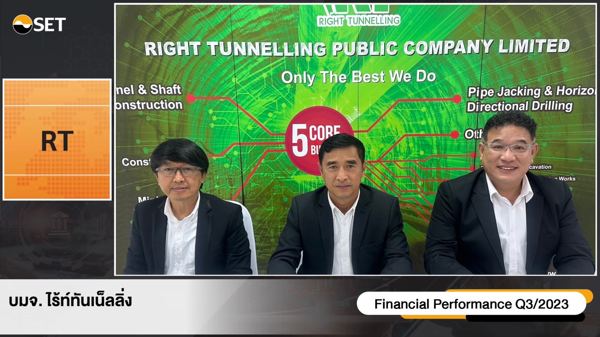 RT เผยงบ 9 เดือน 2566 กำไรโต 155.71% ทิศทาง Q4/66 เตรียมประมูลงานใหม่ ดัน Backlog โต 9,273 ลบ ...